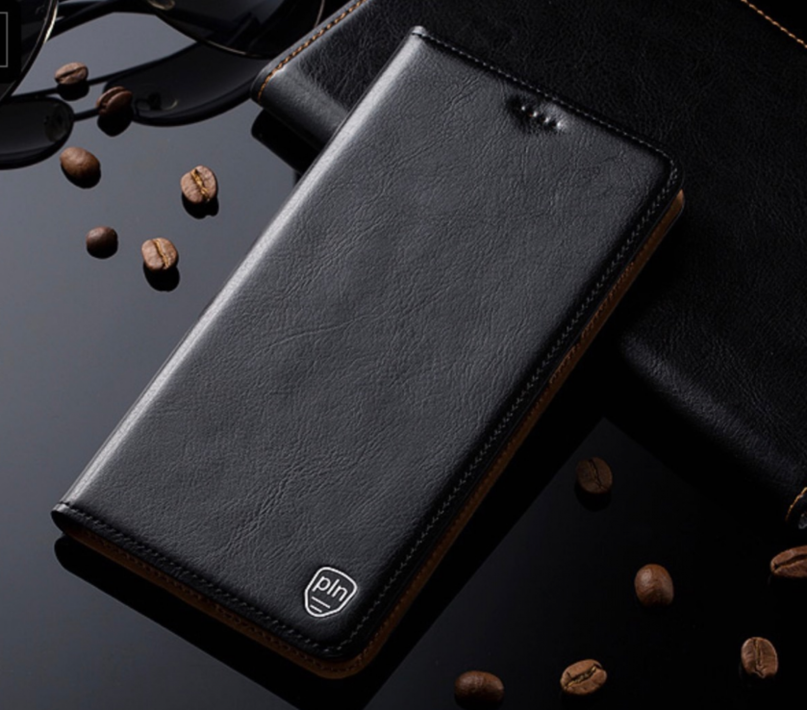 Чехол-книжка MyPads Premium из натуральной мраморной кожи буйвола для Sony Xperia 1 IV черный