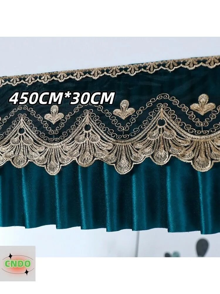 Ламбрекен для штор самоклеящийся, без сверления, короткий, тканевый с кружевом, в европейском стиле