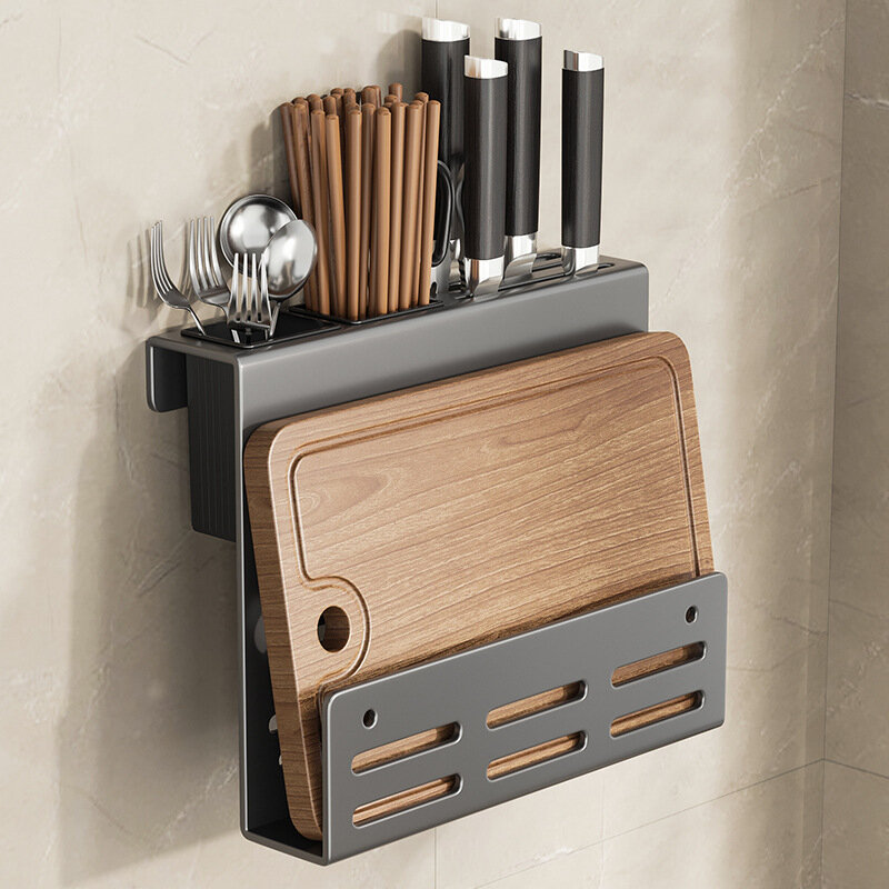 Кухонная полка для ножей от производителя, многофункциональная настенная полка для хранения ножей, интегрированная полка для хранения кухонных ножей и разделочных досок.