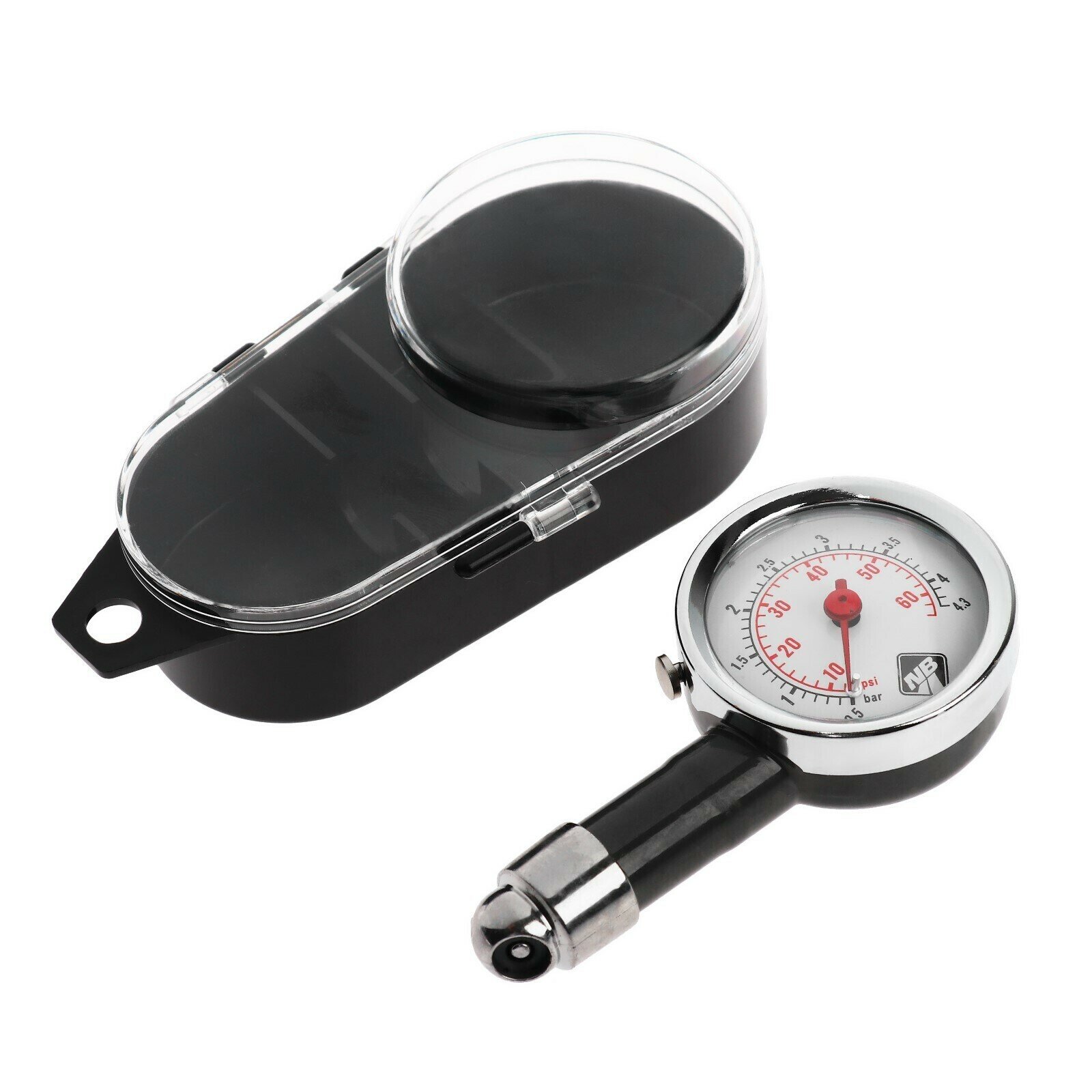 Манометр шинный металлический в пластиковом футляре