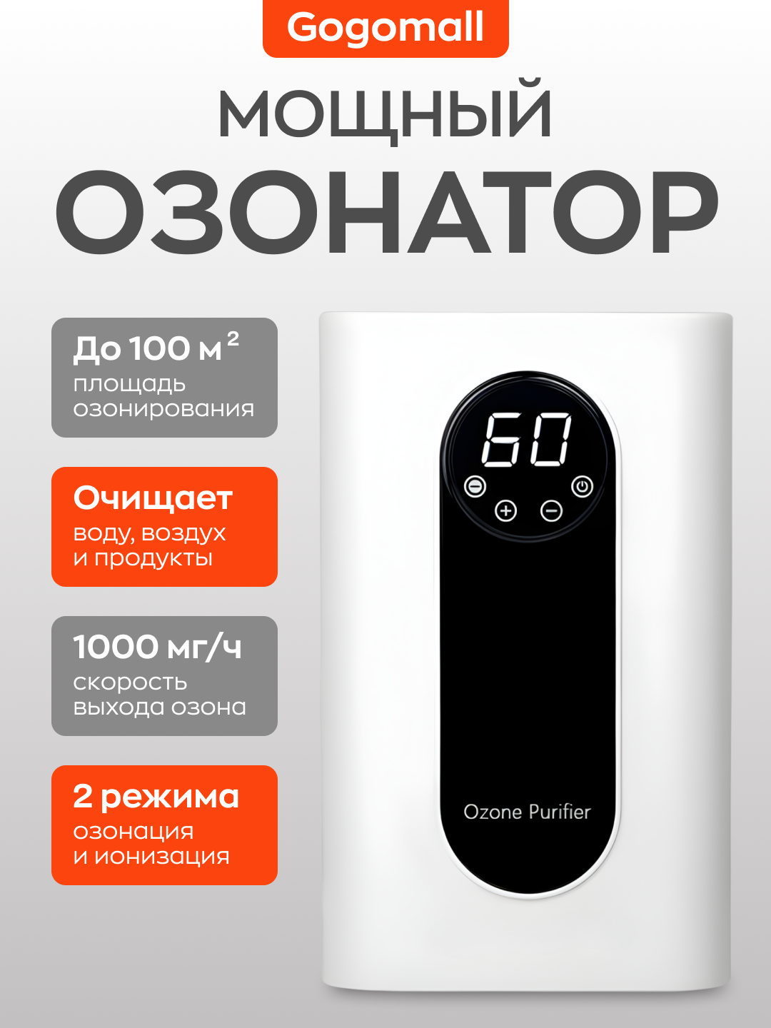 Очиститель воздуха бактерицидный Food Guard, озонатор воздуха и воды для дома, холодильника, продуктов, генератор озона