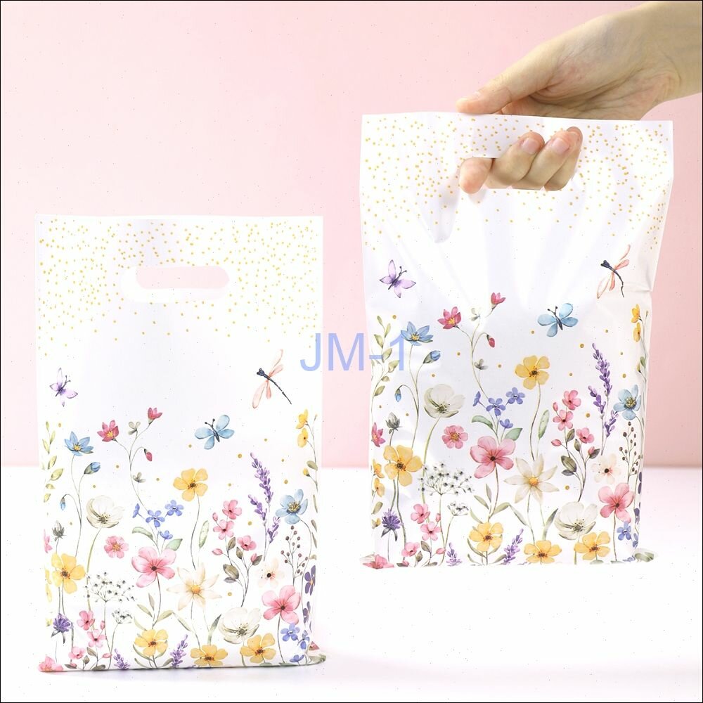 Пластиковые подарочные пакеты Полевые цветы, 50 шт