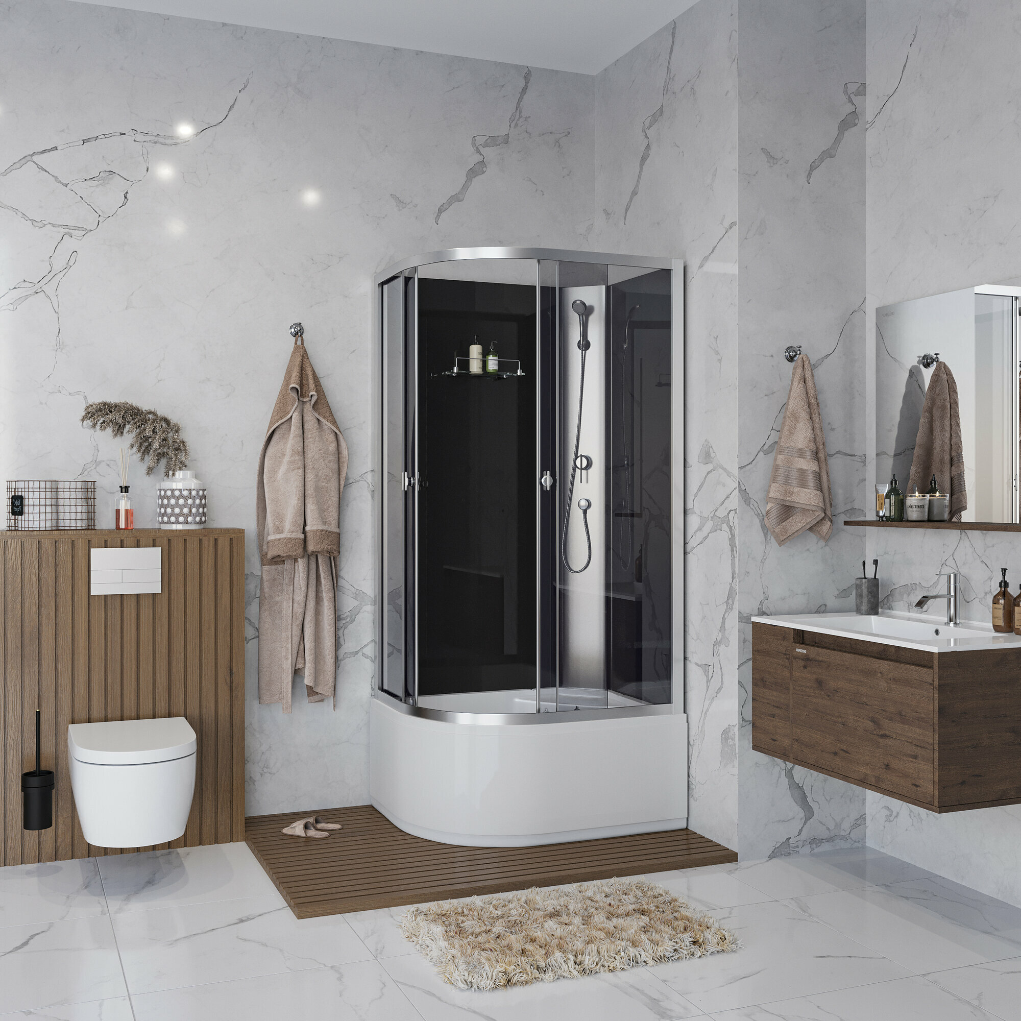 Душевая кабина Niagara, 90 x 70 с акриловым поддоном, угловая, прямоугольная.