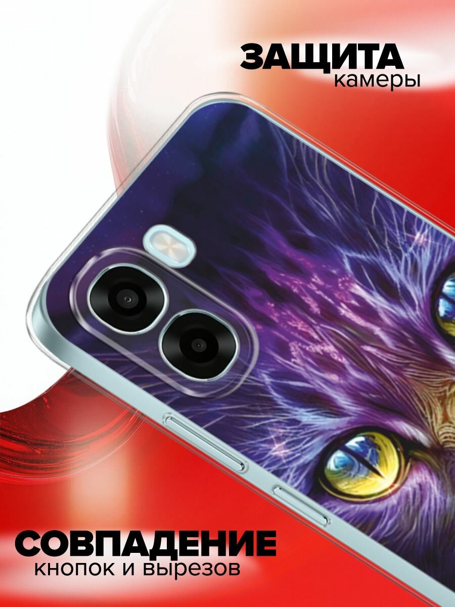 Силиконовый чехол на Oppo A6x / Оппо A6x с принтом Фантастический кот — фото 1