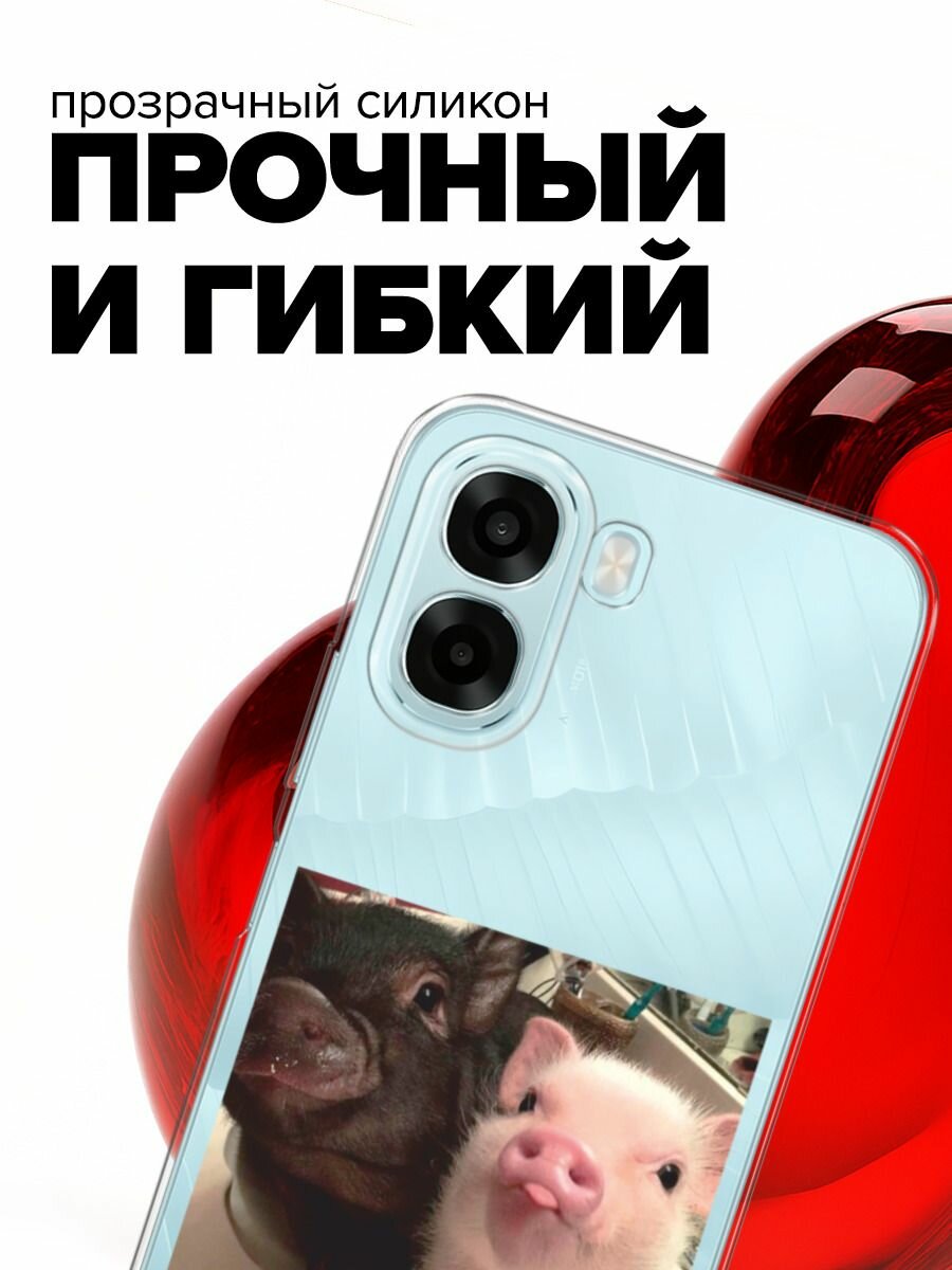 Силиконовый чехол на Oppo A6x / Оппо A6x с принтом Два поросенка — фото 1