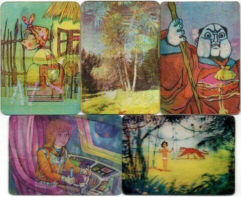 № 78 Набор из 5 переливных (стерео) Календариков . Мультфильмы СССР 1983 год.