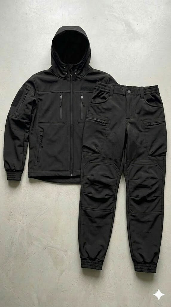 Тактический флисовый костюм демисезонный мужской Черный размер L