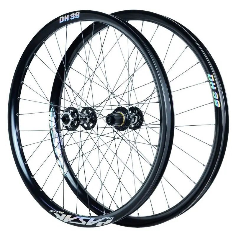Колеса Pasak MTB DH AM 26/27,5/29" черные/фиолетовые 32H 29 inch, HG(7-12S), Black Silver(a pair)