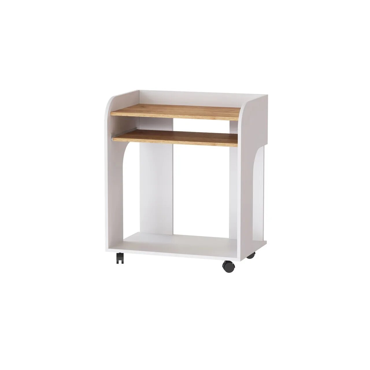 Стол компьютерный «Грета-10» с выдвижной клавиатурой и колесиками, ЛДСП (Дуб крафт золотой/Белый) 70х45х82