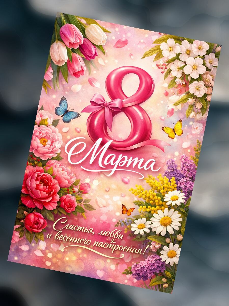 Постер "8 Марта", 29.7х42см, А3, глянцевый