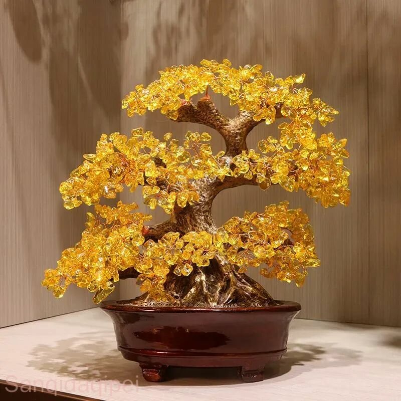 Статуэтка денежного дерева из цитрина (L24*W19*H3) 8 см)