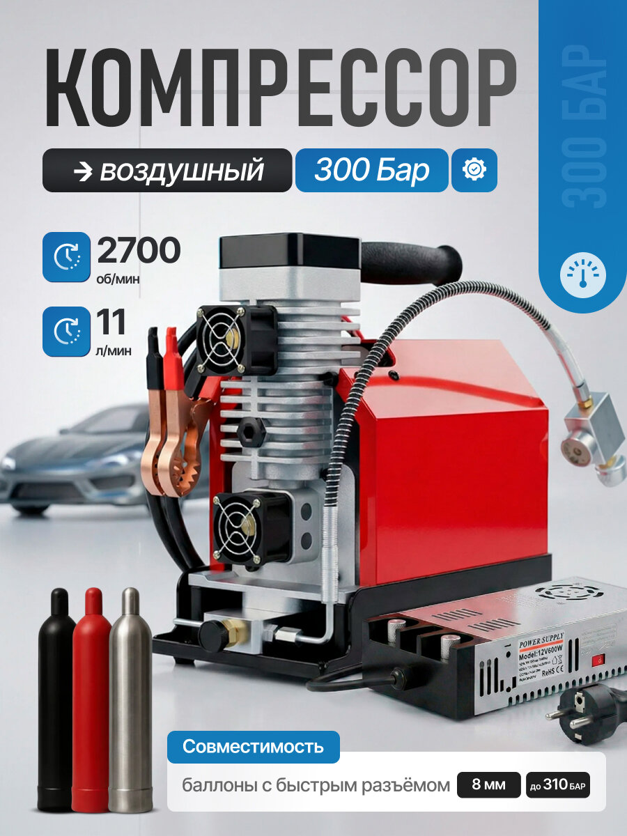 Компрессор Svendsen TurboPump GX-E-CS2, водяное охлаждение, 250Вт, 310бар