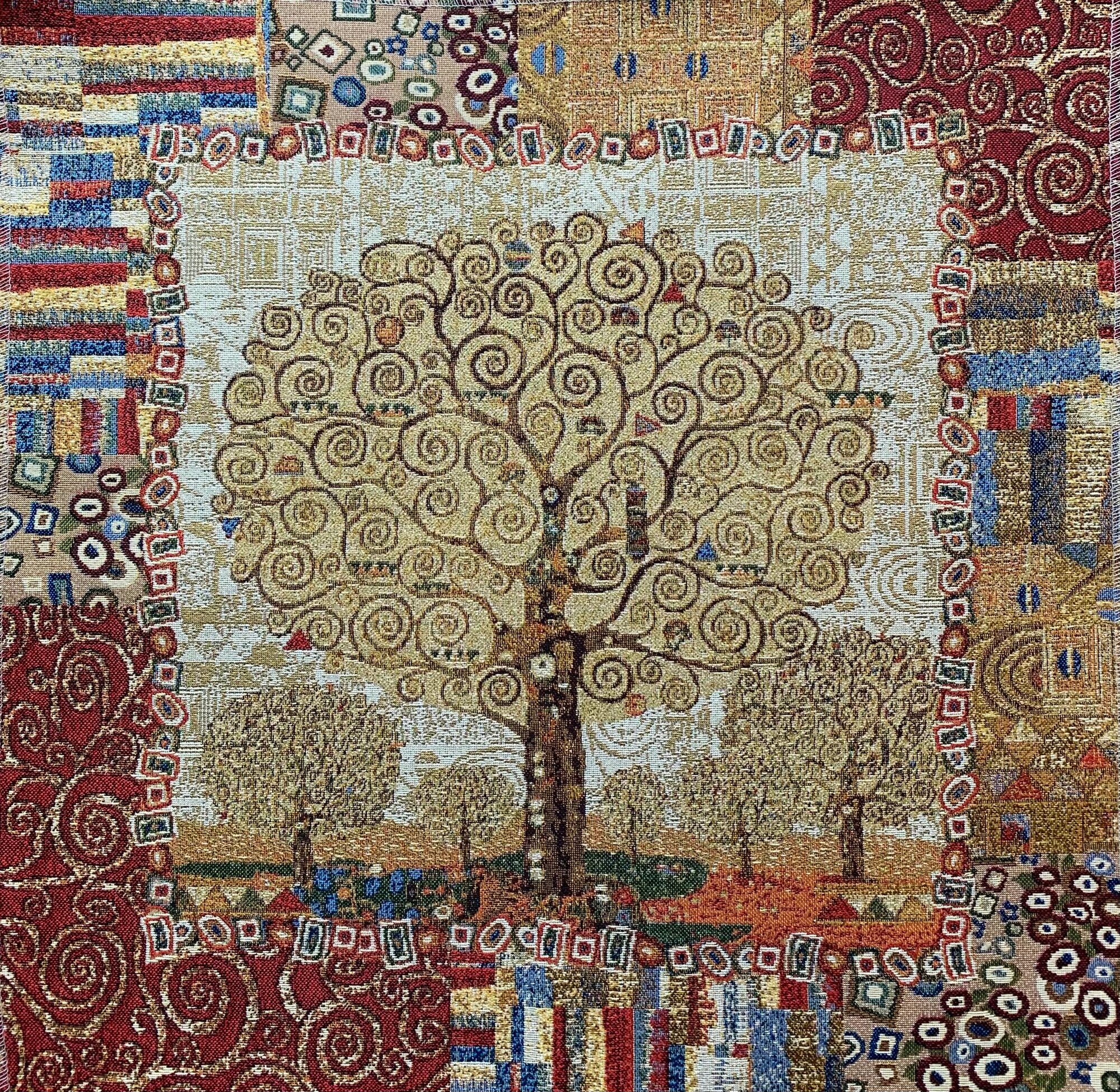 Гобелен, гобелен без рамы с люрексом Густав Климт "Древо жизни. Коллаж" /47х47 см