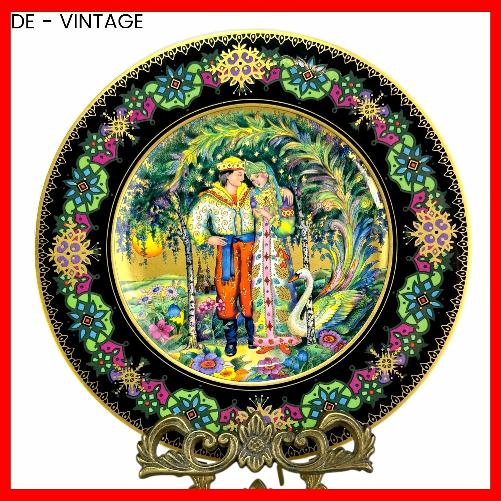 Декоративная тарелка винтаж Русские сказки, Царевна Лебедь, винтаж. Германия