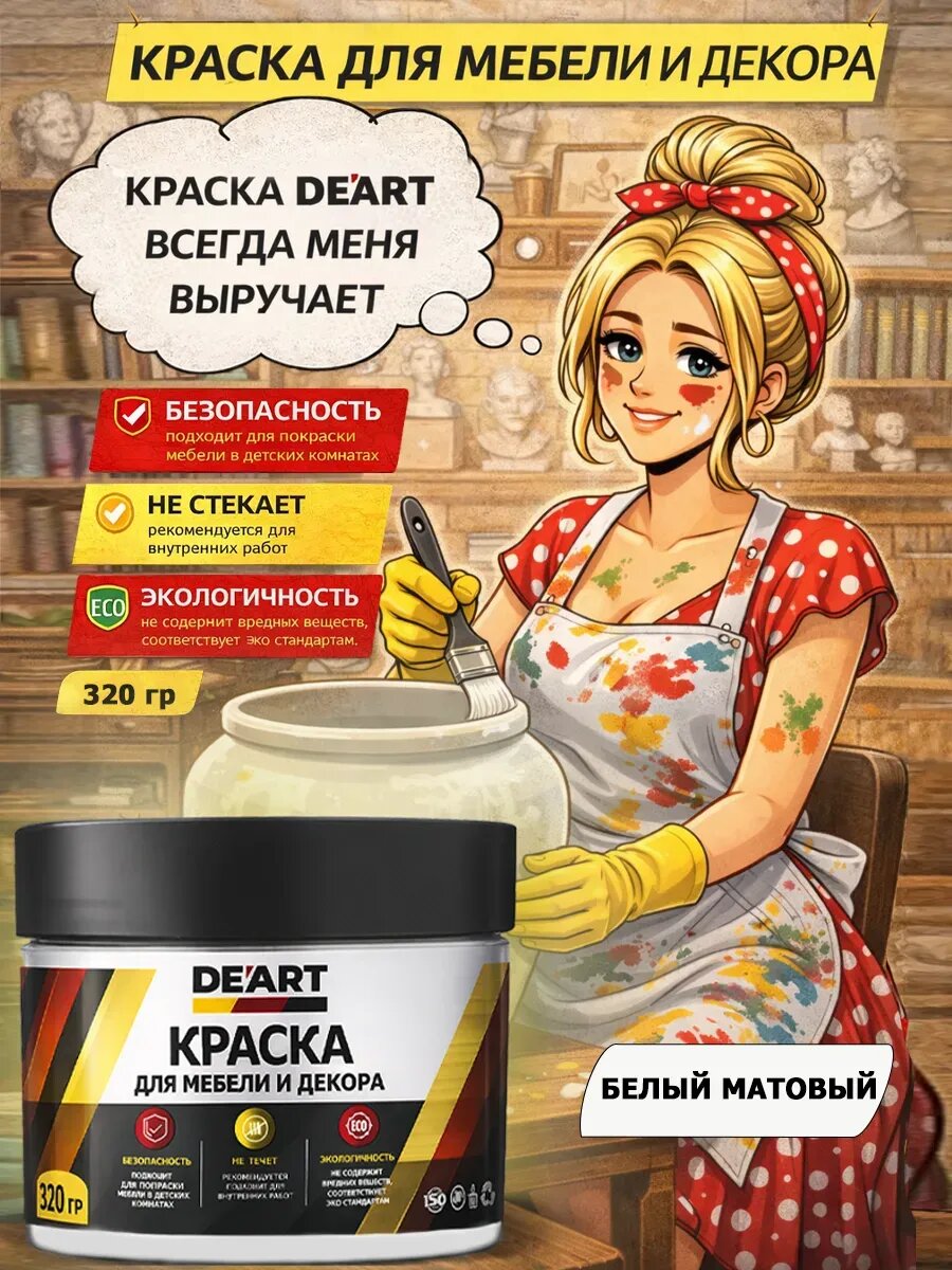 Краска для мебели меловая белая матовая