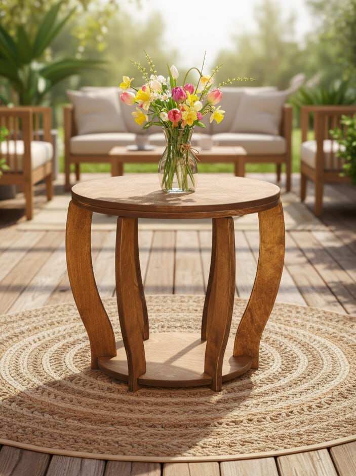 Столик садовый и журнальный "Том-Том" от "Мягкой посадки", для дома и дачи, цвет светлый дуб