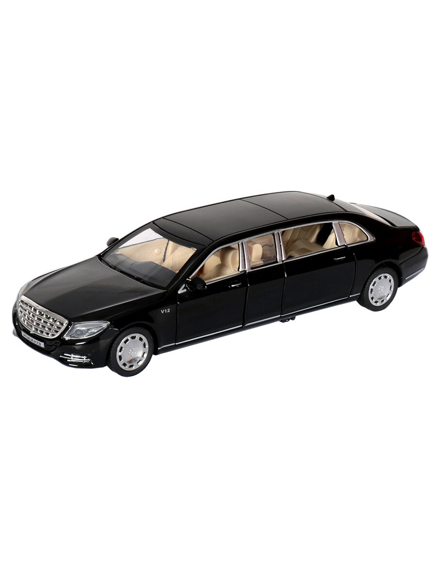 Модель машины 1:32 Mercedes-Maybach S650 Pullman 20см свет, звук, инерция Черный