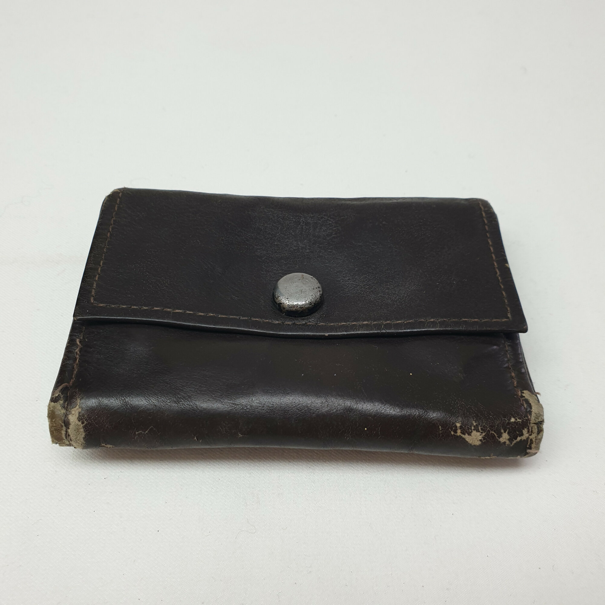 Винтажный кошелек 7х10 см, кожа, металлическая фурнитура, следы времени, СССР