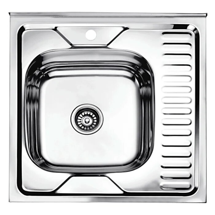 Мойка кухонная Ledeme L66060-L металлическая, 60x60, мойка для кухни, квадратная, с крылом, матовая