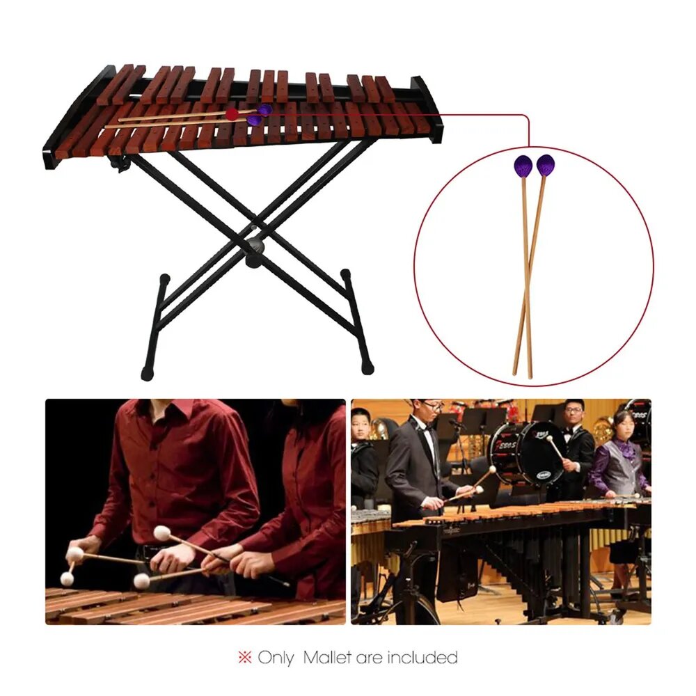 Маримба Маллетс with Purple Mallets, Wooden Bars, and X Stand for Percussion Instruments — фото 1