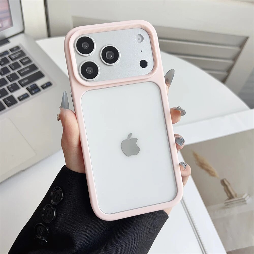 Прозрачный акриловый жесткий чехол HD для iPhone 17 Pro Max 16 Pro 15 IPhone 16 Plus, Розовый, Pink