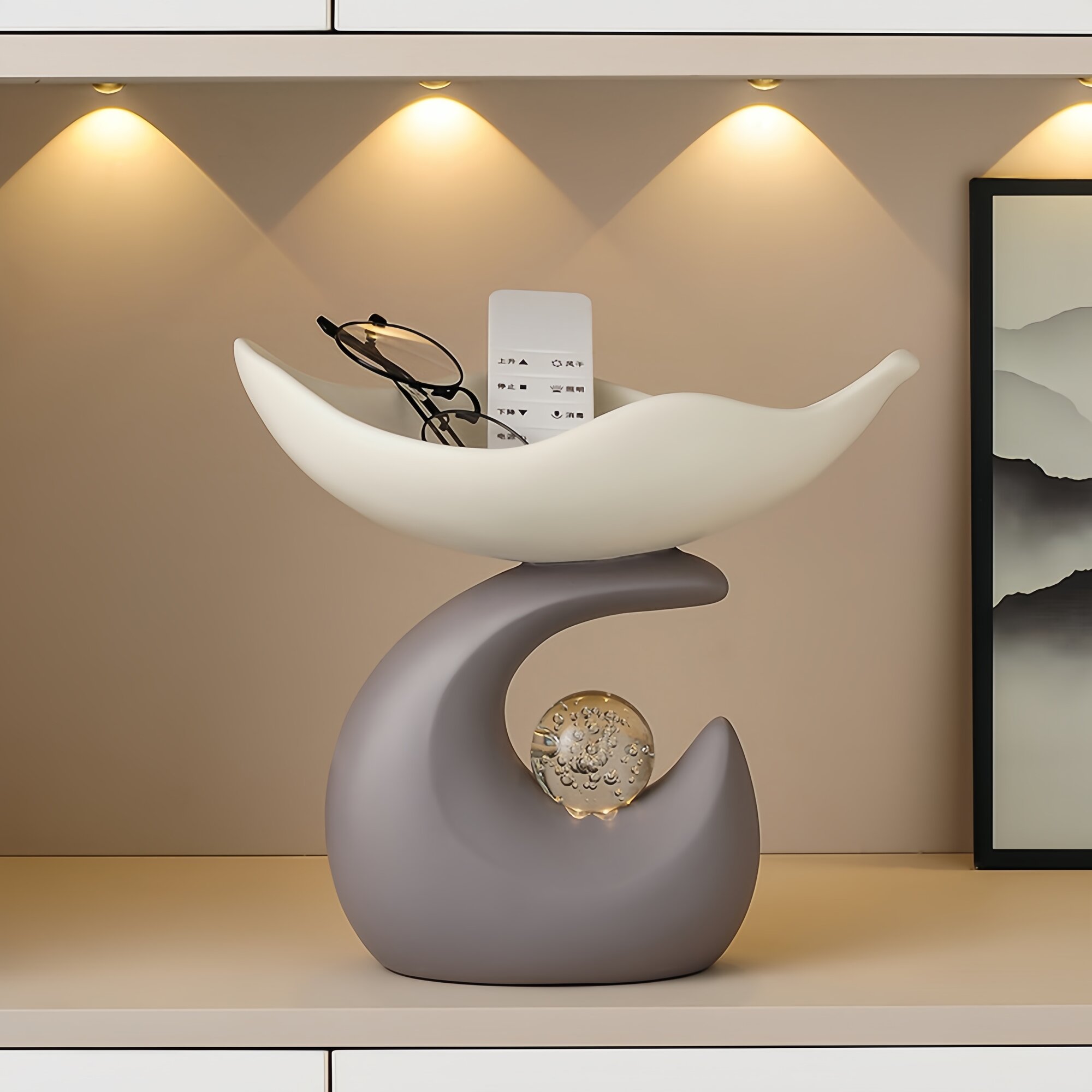 Decoration，decor de table，Time comes and goes，Key storage，resin，gray，26.5*14.5*24.5CM