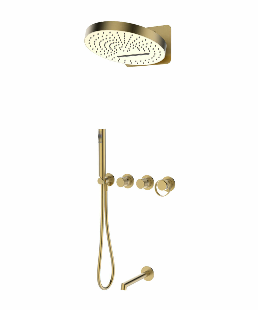 Встроенный смеситель для душа с тремя режимами из латуни от бренда Ganzer GZ19168-S матовое золото