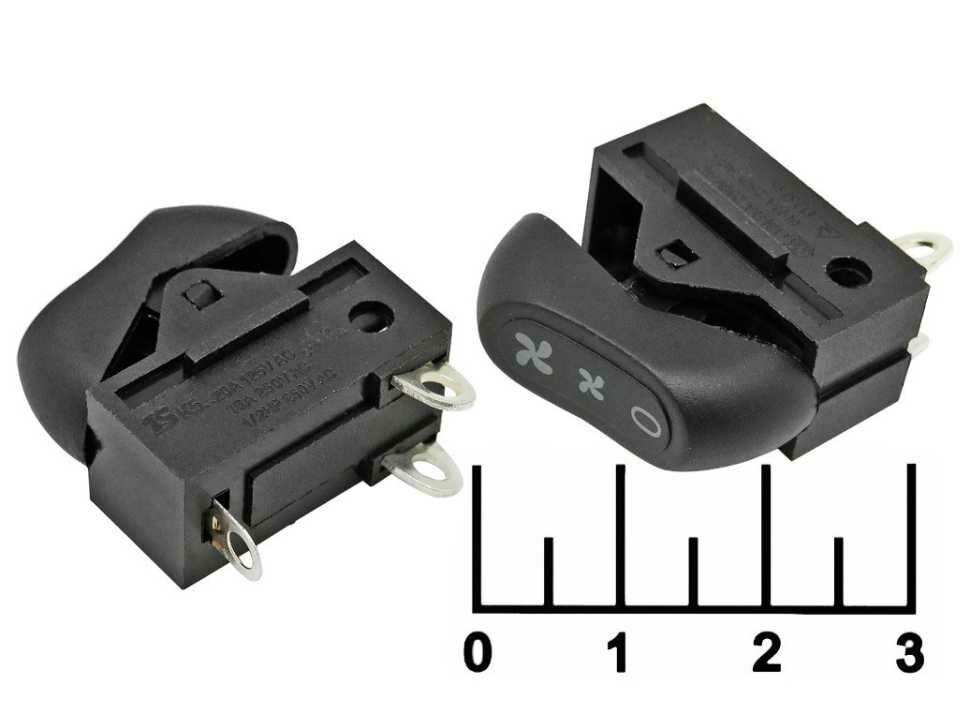 Выключатель 250/16 250V 16A KSD-1-8/K5 черный 3-х позиционный 3 контакта (S2140)