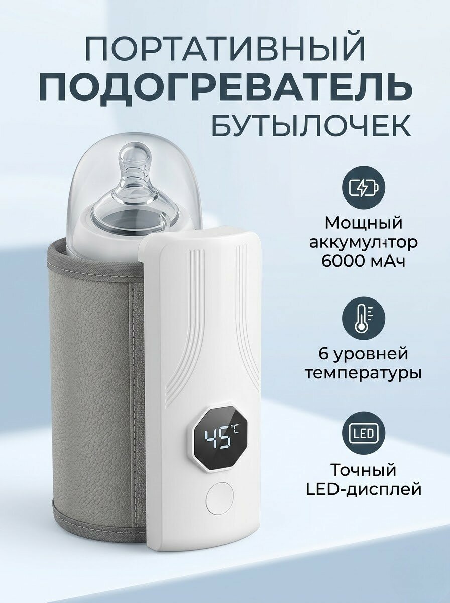 Портативный подогреватель для бутылочек с дисплеем и USB зарядкой