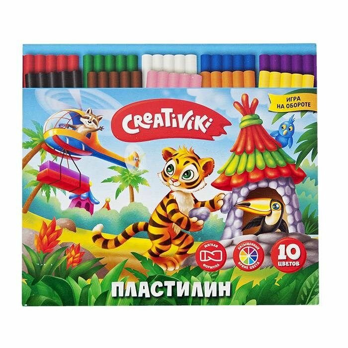 Пластилин Creativiki, 10 цветов, со стеком