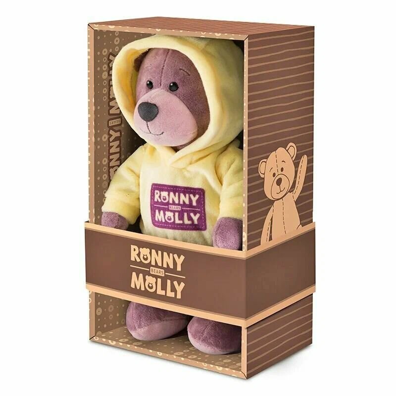 Мягкая игрушка RONNY&MOLLY плюшевый мишка в толстовке с логотипом и подарочной коробке (RM-R005-21)