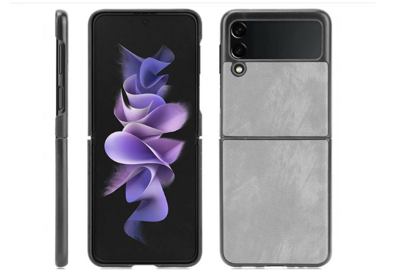 Задняя чехол-панель-накладка Чехол. ру для Samsung Galaxy Z Flip 3 из эко-кожи серый