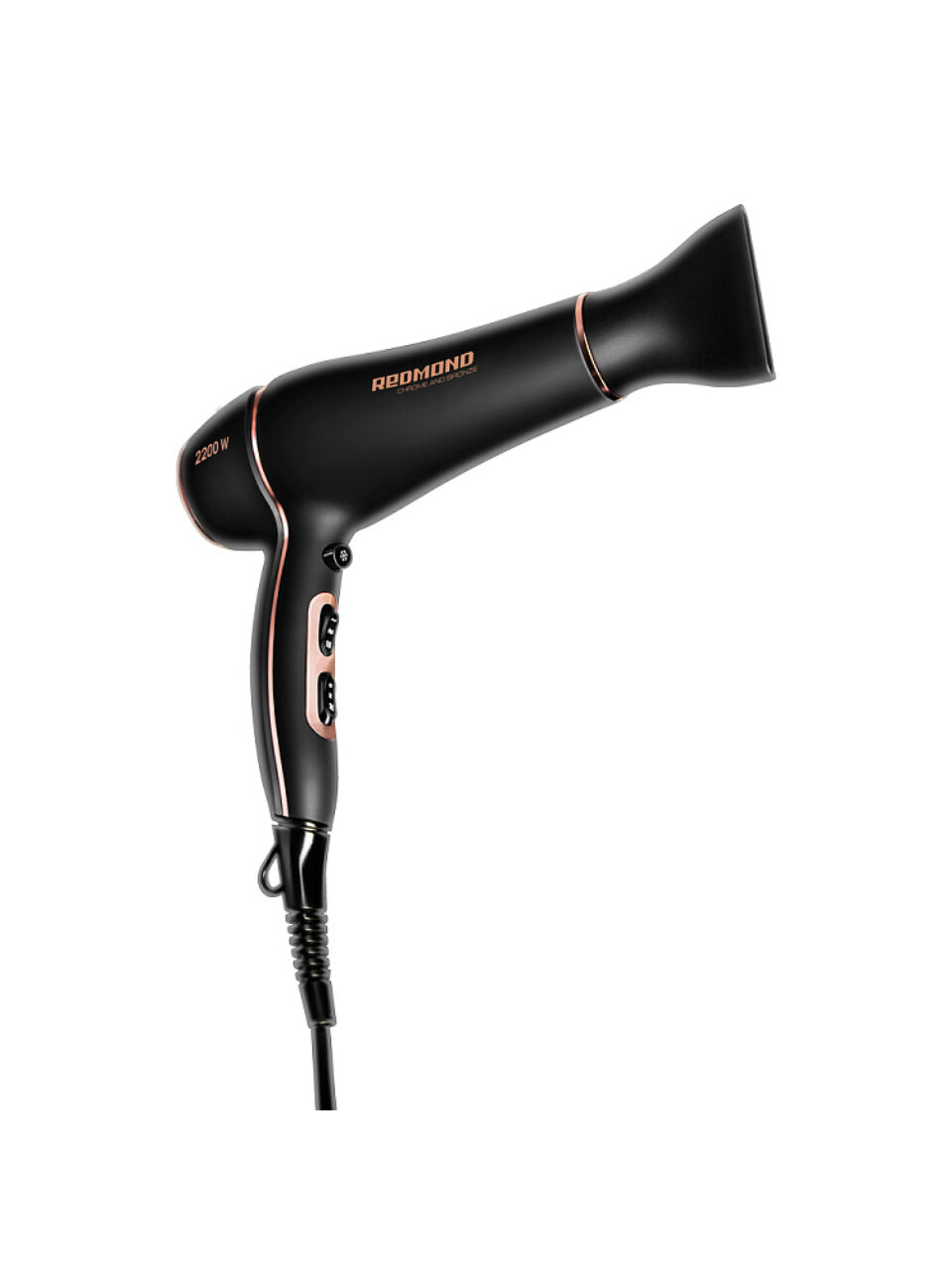 Фен для волос Redmond CB526, 2000 Вт, с функцией ионизации, 4 режима температуры, 2 скорости, черный цвет