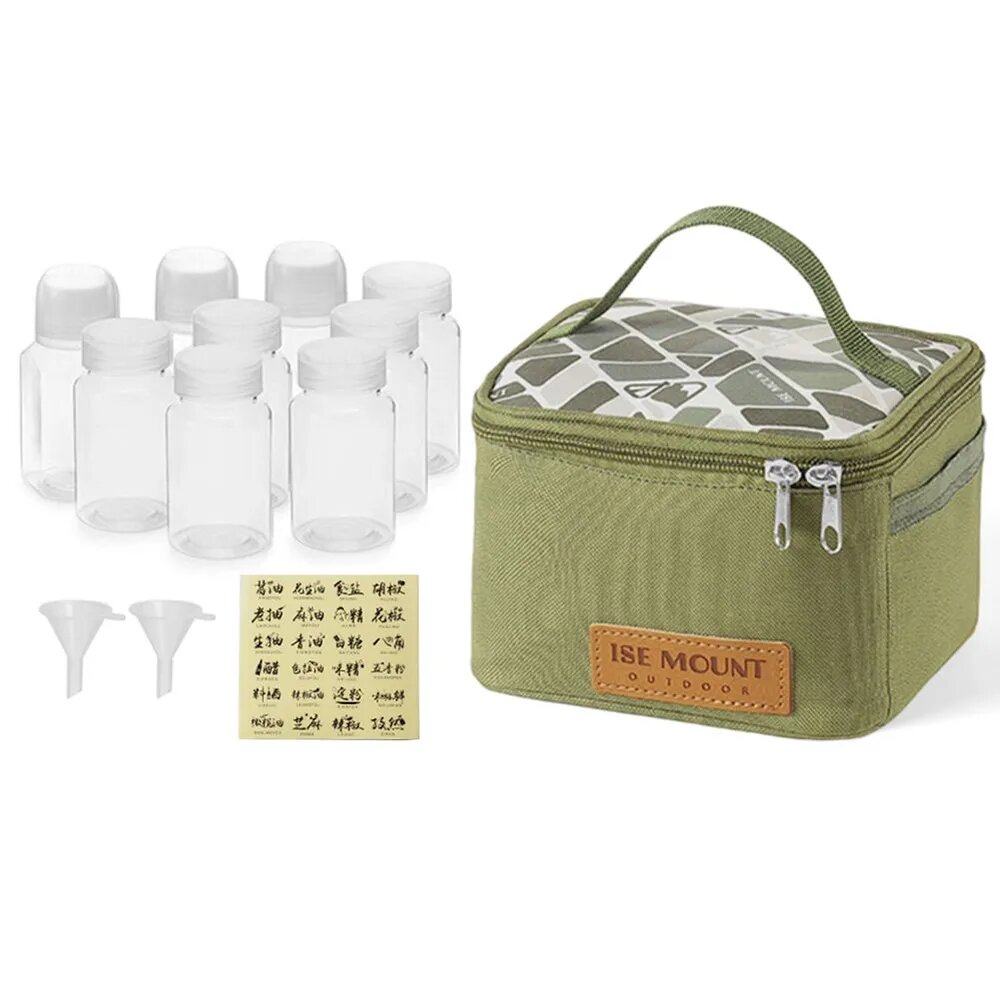 Набор из 9 предметов для хранения приправ и аксессуаров для кемпинга в сумке из оксфорда с отделениями