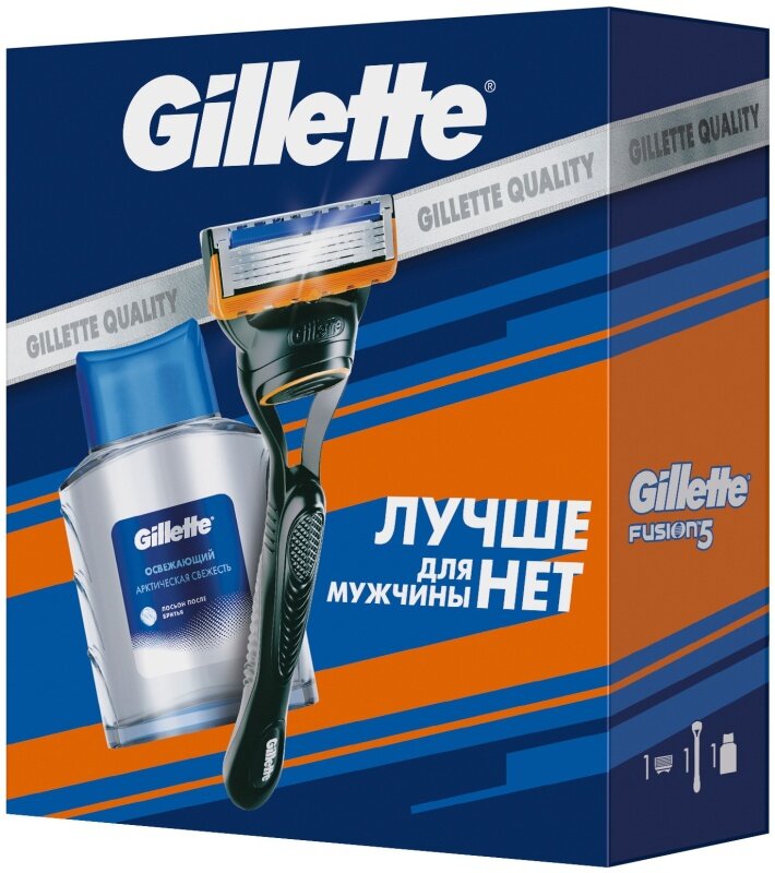 Мужской станок Gillette FUSION + 1 кассета + лосьон после бритья Освежающий 50 мл
