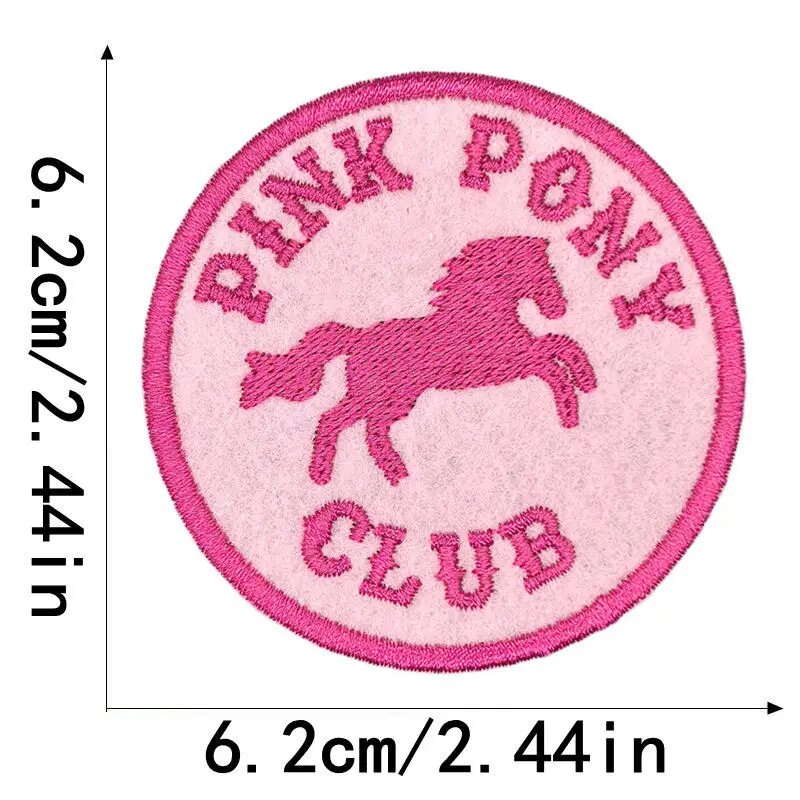 Вышитая заплатка Pink Pony Club, 6.2см, Розовый, JX10