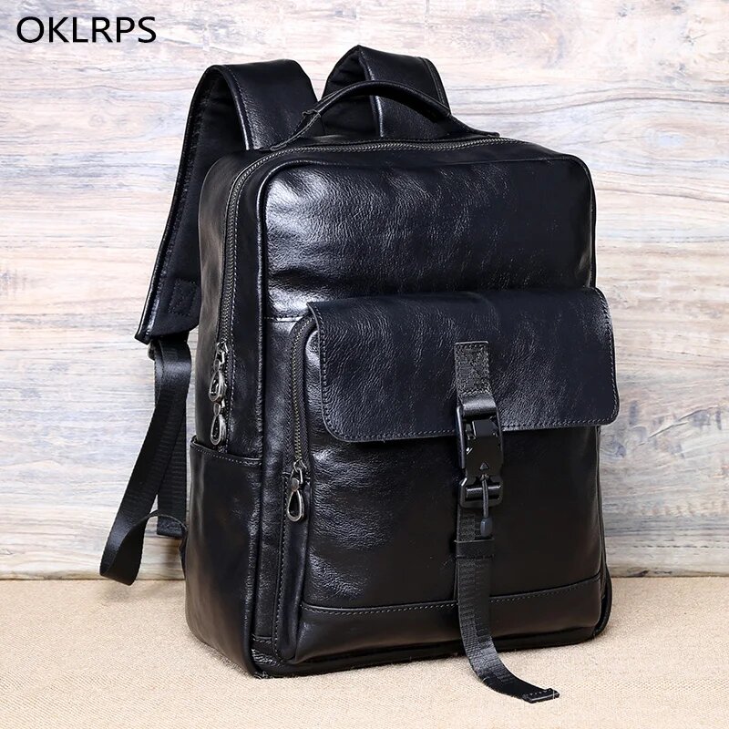 Кожаный рюкзак мужской из воловьей кожи, студенческая сумка, вместительная дорожная сумка, сумка для ноутбука из кожи растительного дубления