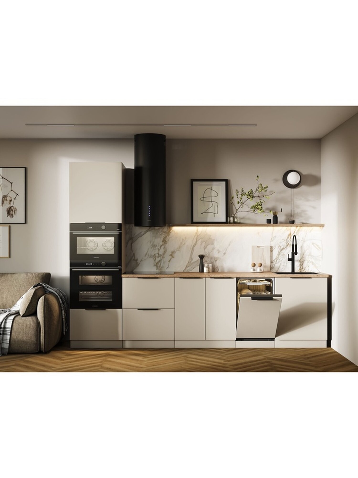 Кухонный гарнитур без верха Виктория 3000, ЛДСП, цвет Кашемир