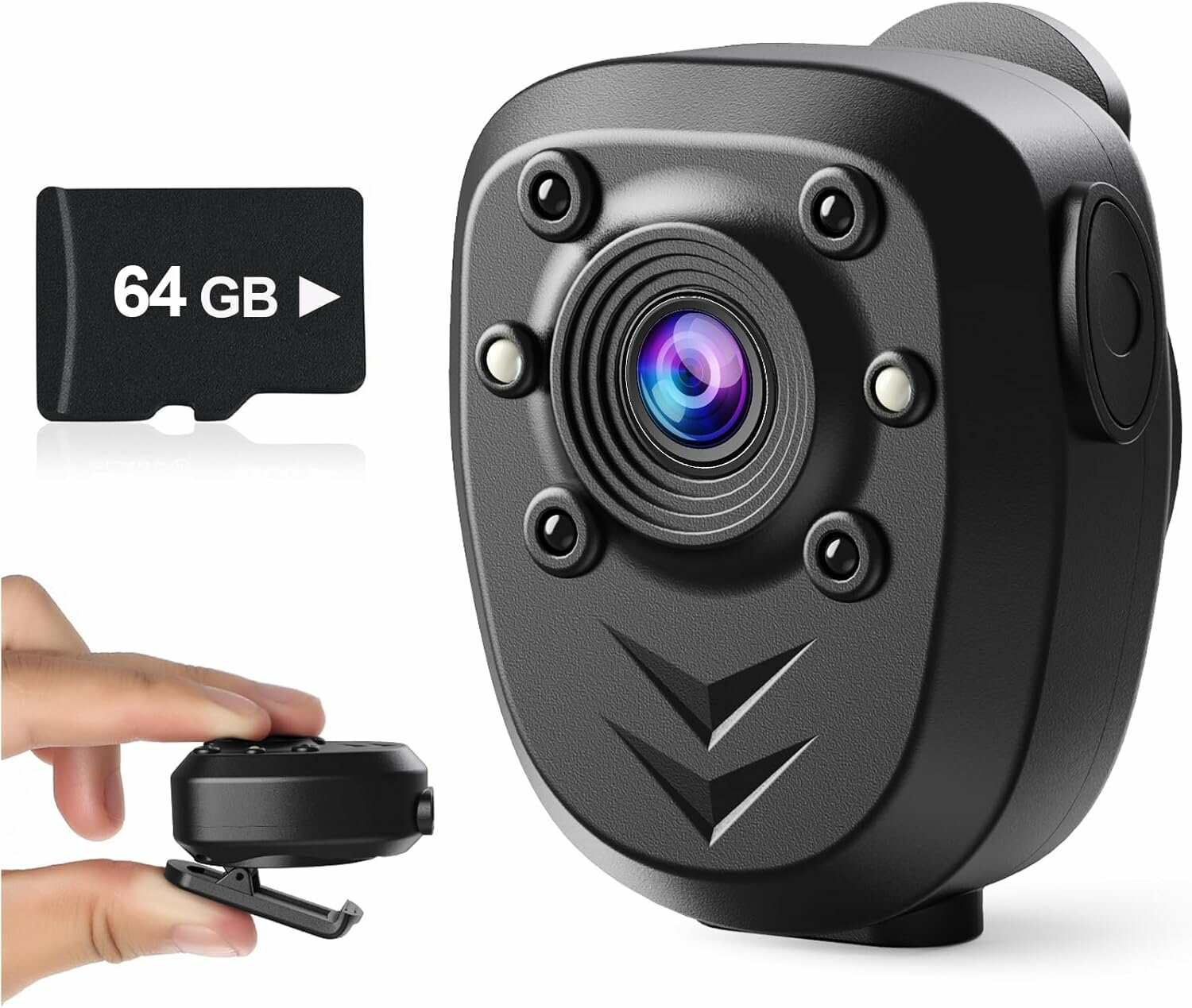 Нательная камера с записью 1080P. Шпионская скрытая беспроводная камера. Встроенная карта 32 ГБ. Полицейский регистратор