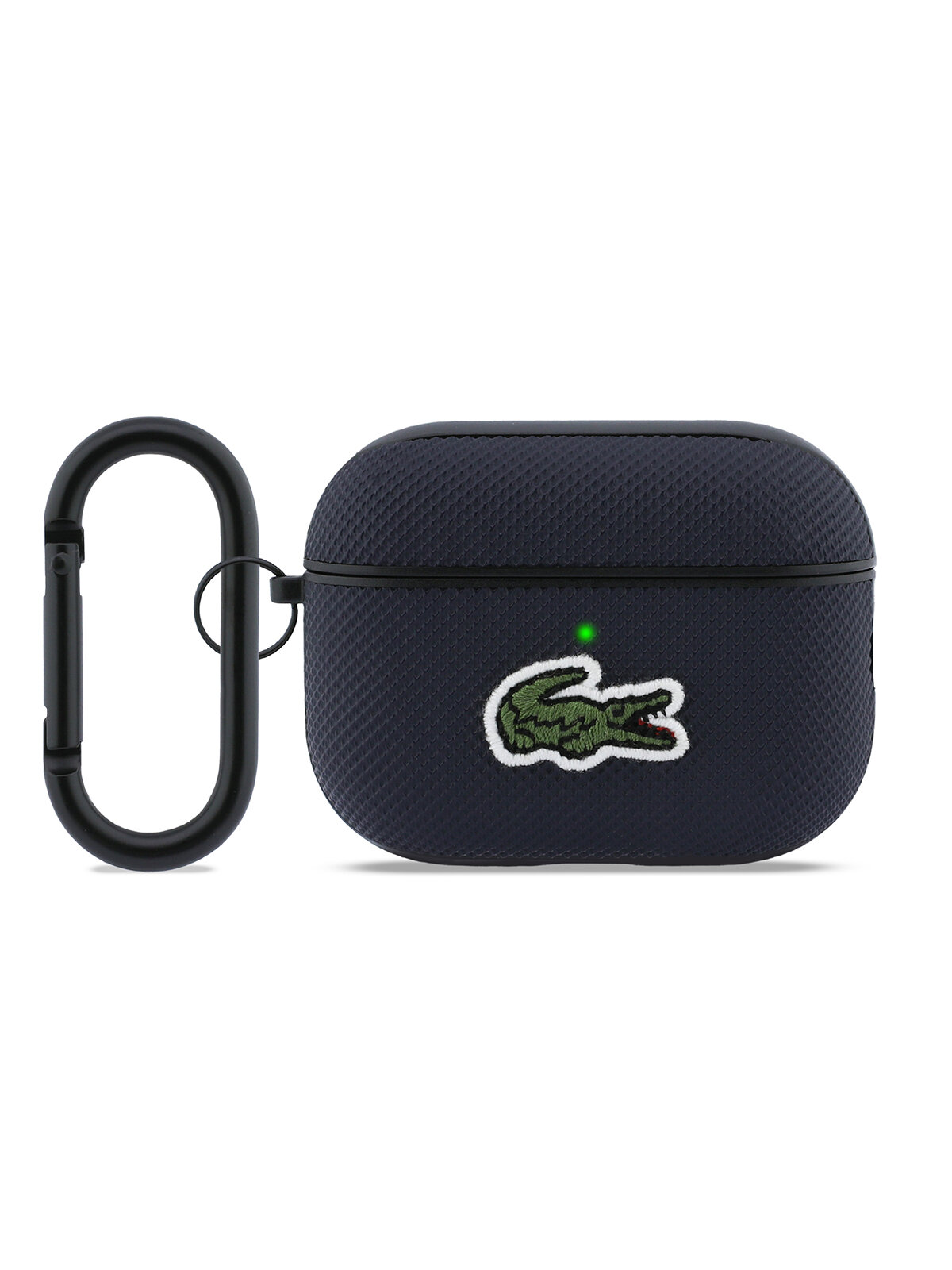 Чехол Lacoste для AirPods Pro 3, с ПВХ-покрытием, с металлическим карабином, темно-синий