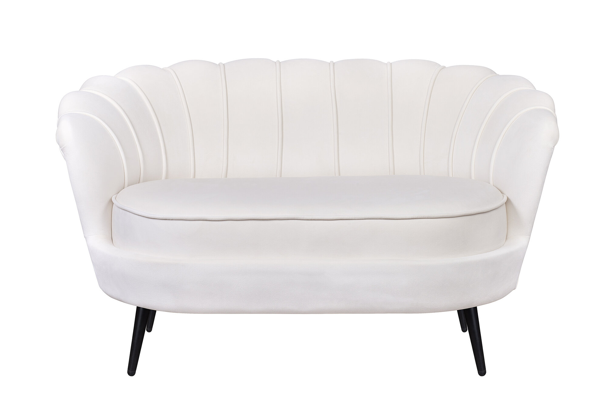 Прямой дизайнерский диван ракушка, Pearl double beige, бежевый с черными ножками