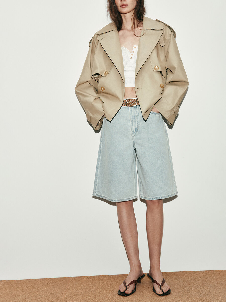 Бермуды джинсовые с высокой посадкой и ремнем