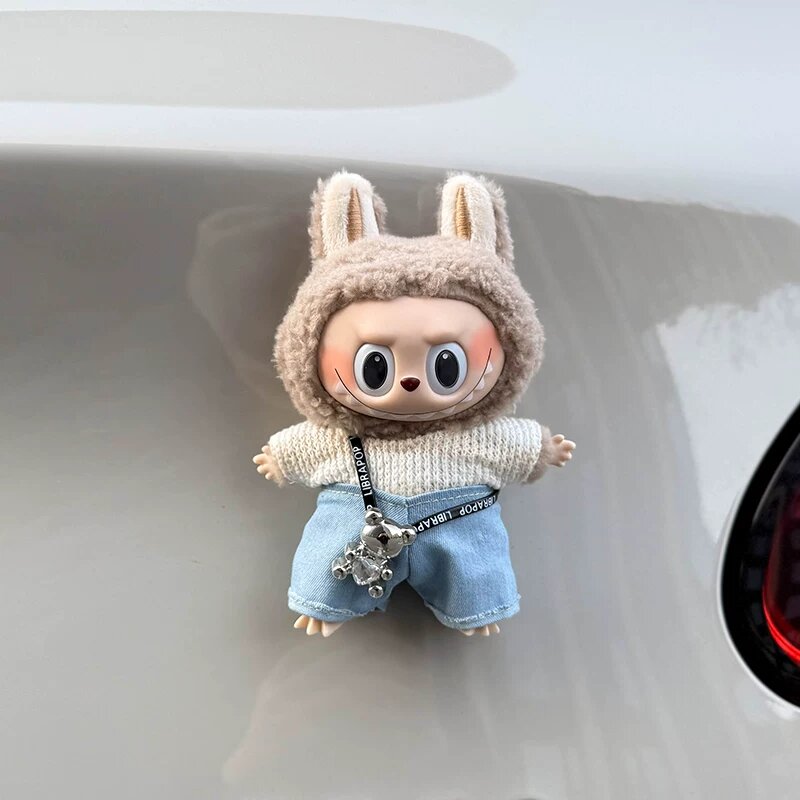 Лабубу фигурка для задней части автомобиля синий цвет Pop Mart милый аксессуар для крепления на авто
