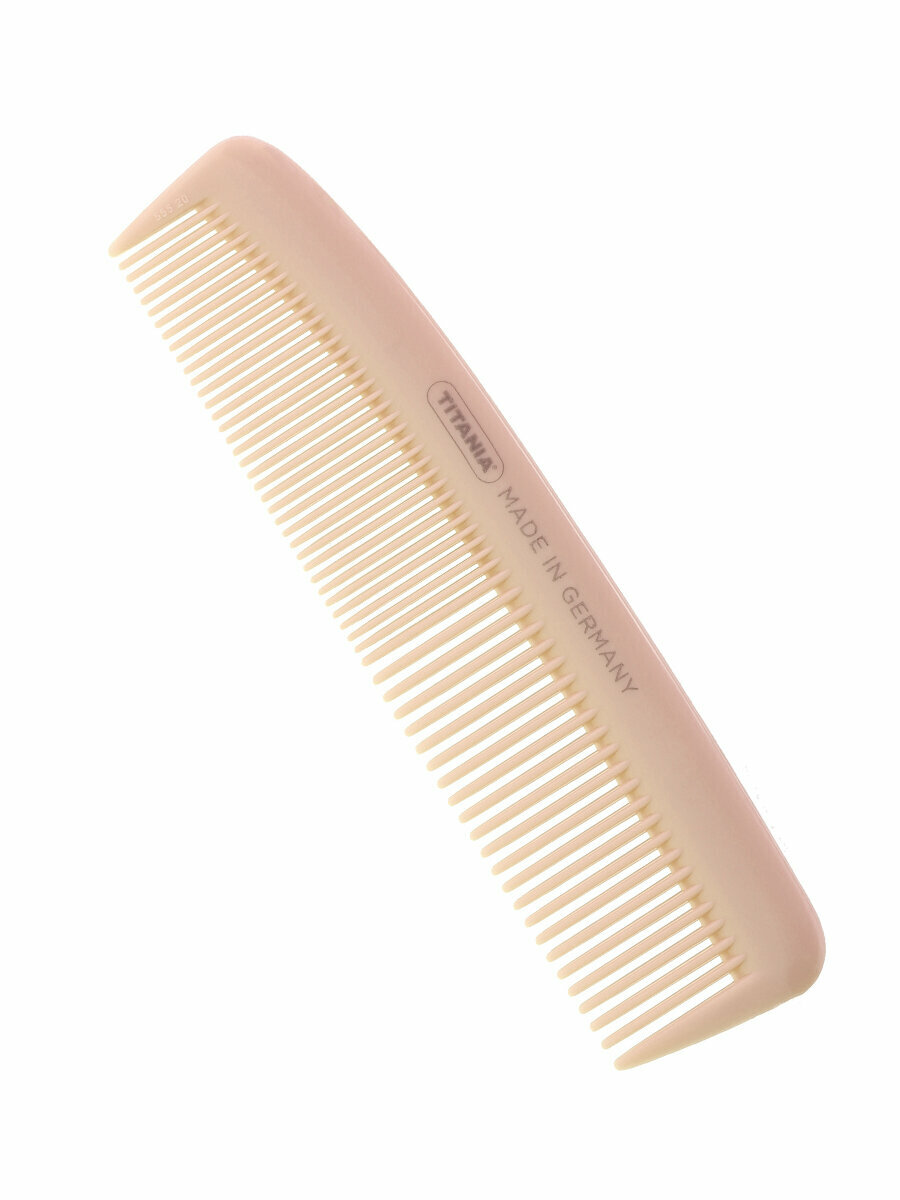 Расчёска TITANIA, для волос, усов и бороды, карманная, персиковая, пластик, 12,5 см