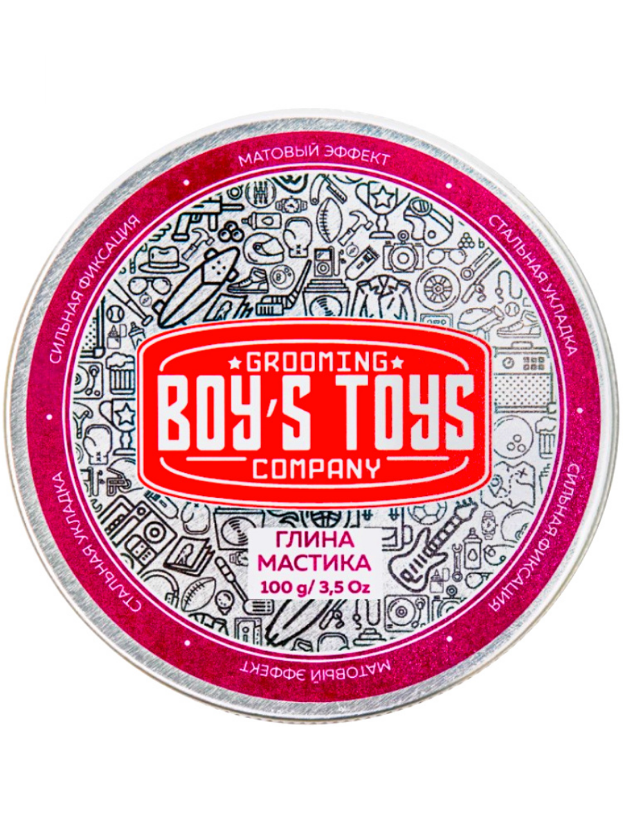 Глина BOYS TOYS для укладки волос высокой фиксации с низким уровнем блеска Strong Hold Clay Putty, 100 мл