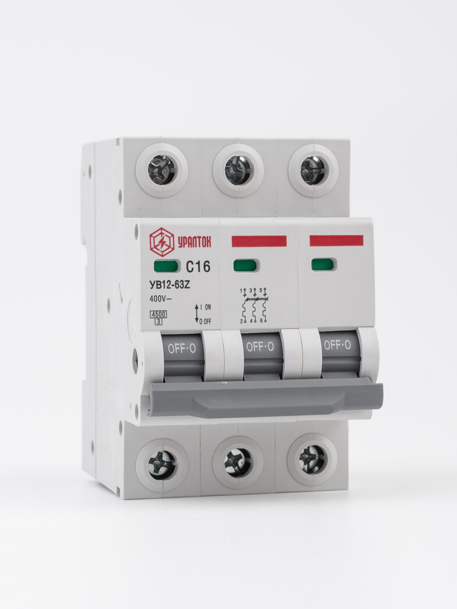 Автоматический выключатель уралток серии УВ12-63Z 3P16A4,5kA