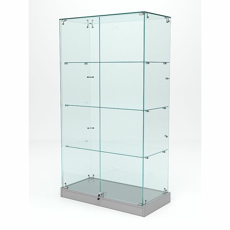 Витрина стеклянная "истра ХИТ продаж" №5 (с дверками, задняя стенка - стекло), Серый