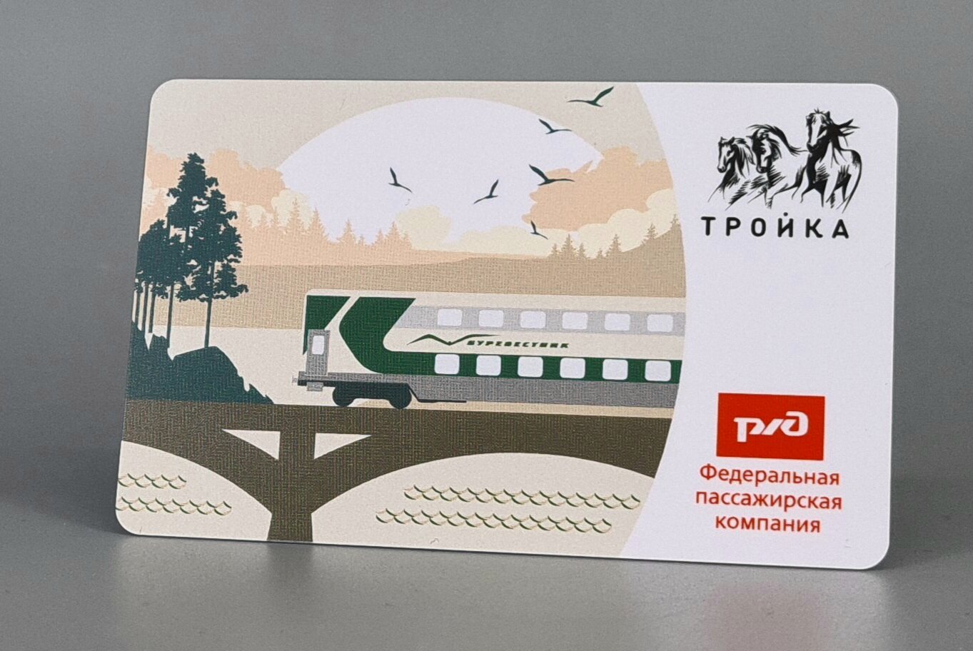 Коллекционная транспортная карта Тройка - Поезд Буревестник (3) ФПК РЖД. пластик