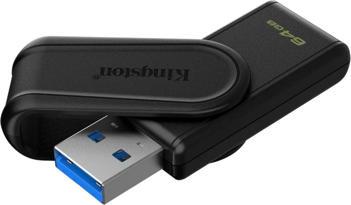 Флеш-диск Kingston 64 GB, usb 3,0, черный, корпус пластик (DTXS/64GB)
