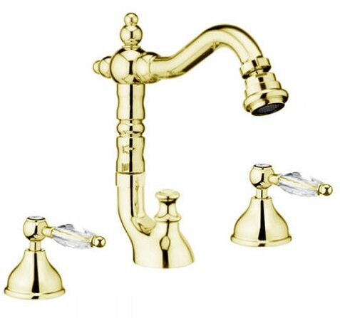 Смеситель для биде Alexandra AL710502010, латунь, золото, 3 отверстия, высокий, ручки Swarovski, Webert, Италия